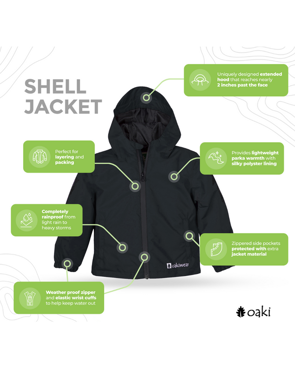 Adult Waterproof Shell Jacket, Black – Oaki