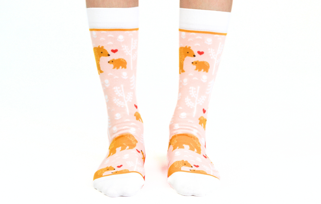 Kids' Cotton Crew Socks, Bear Cub – Oaki