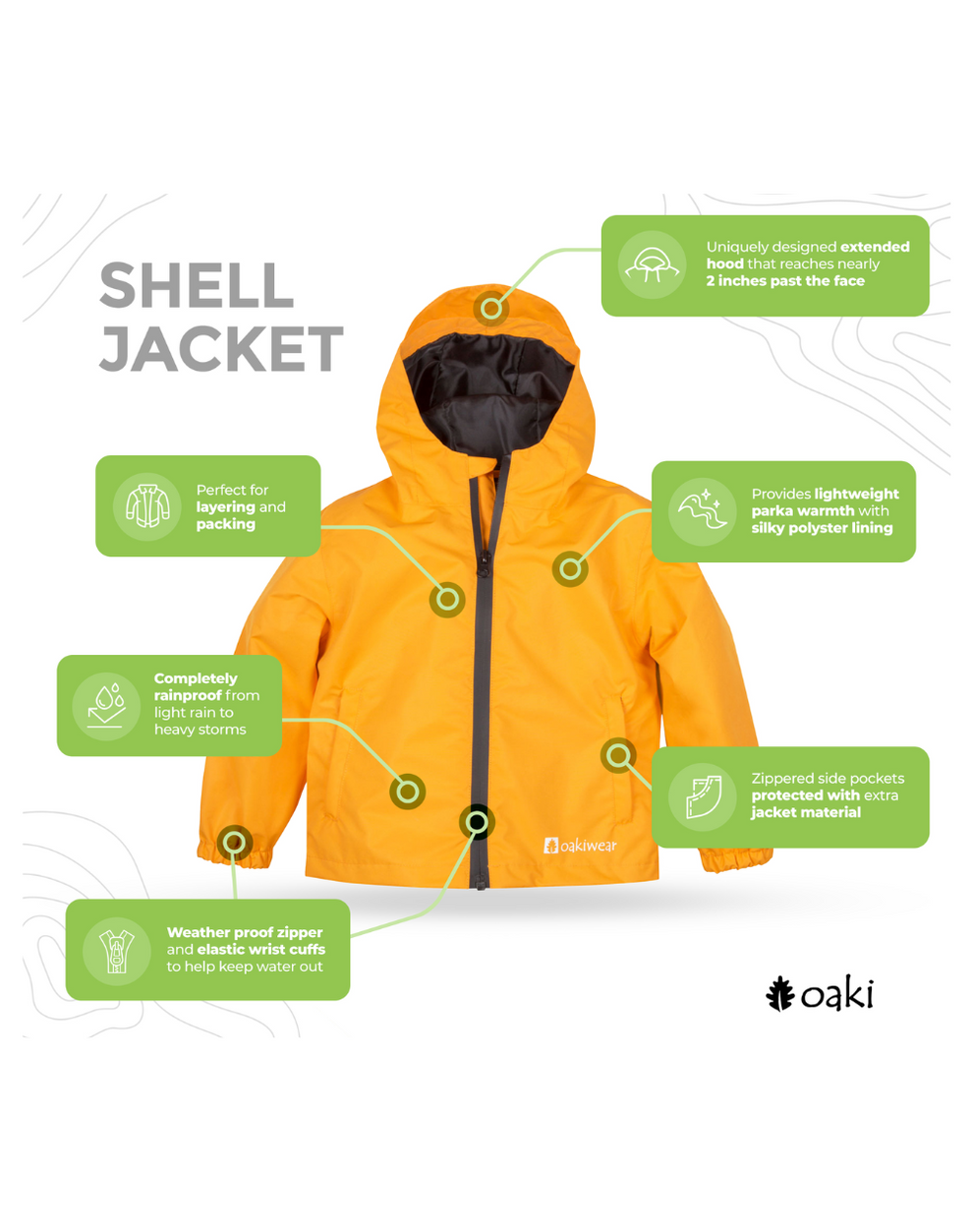 Kid's Waterproof Shell Jacket Orange – Oaki
